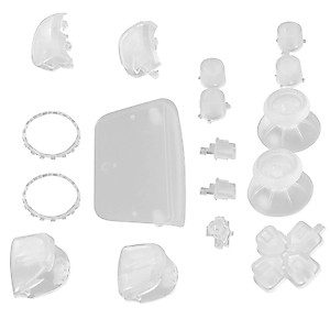 Yoidesu Game Controller Buttons, Replacement Buttons L2 R2 Full Buttons Set Replacement Repair Kit for Game Controller(Transparent White)