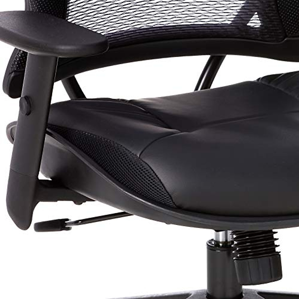 SPACE Seating AirGrid Back and Padded Bonded Leather Seat, 2-to-1 Synchro Tilt Control, Adjustable Arms, Nylong Base Adjustable High Back Managers Chair, Black
