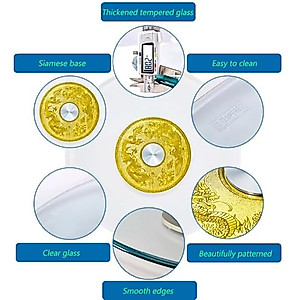 Glass Lazy Susan Turntable - 28in Round Turntable Rotating Serving Tray for Dining Table, Lazy Susan Heavy Duty Turntable Table Top Centerpiece Silent & Smooth ( Color : Clear-A , Size : 36in/90cm )