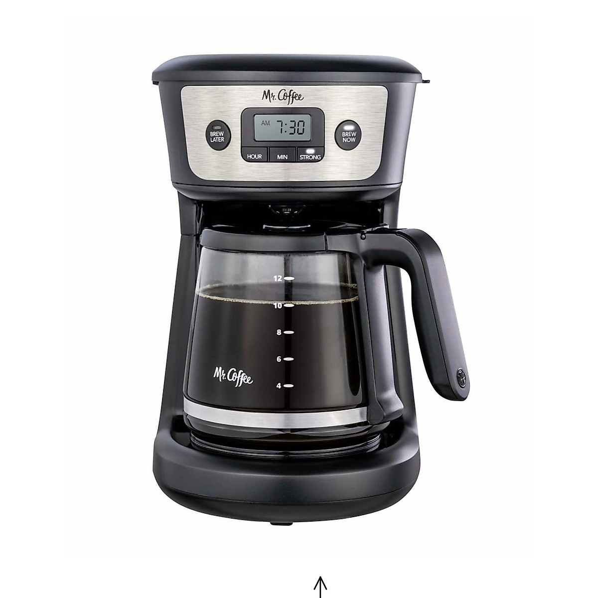 Mr. Coffee 12-Cup Programmable Coffeemaker, Strong Brew Selector, Stainless Steel.