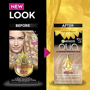 Garnier Hair Color Olia Ammonia-Free Brilliant Color Oil-Rich Permanent Hair Dye, 9 1/2.1 Lightest Ash Blonde, 1 Count (Packaging May Vary)