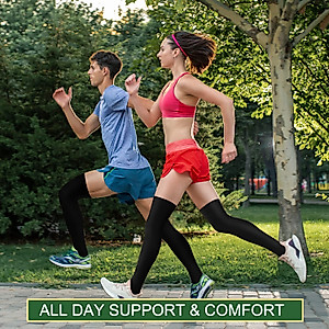 SunFeeling 3 Pairs Thigh High Compression Socks for Women Men Circulation Over the Knee Stockings - Best Support for Running,Nursing,Black,L/XL