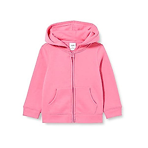 Amazon Essentials Girls' Fleece Zip-Up Hoodie Sweatshirt, Bright Pink, Medium