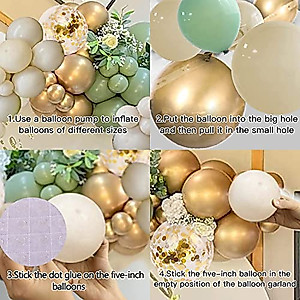 Sage Green Gold Balloons Garland Kit,130 pcs Olive Green Gold Confetti Blush Balloons Arch for Birthday Baby Shower Bridal Shower Engagement Wild One Party Decor