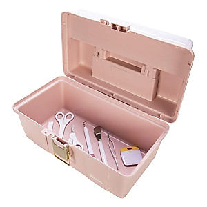 Small Craft Box with Removable Utility | Oranization For Crafts, Small Parts, & Batteries with Brass Latch