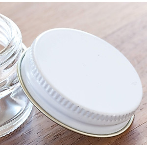 JUVITUS 1 oz / 30 ml Clear Thick Glass Straight Sided Jar with White Metal Airtight Lid (12 Pack)