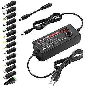 SHNITPWR Universal AC to DC Adapter 3V ~ 24V 2A 48W Switching Power Supply 3V 5V 6V 9V 12V 15V 18V 19V 20V 24V 1A 1.5A 2 Amps Adjustable AC/DC Converter Transformer with 14 Tips & Polarity Converter