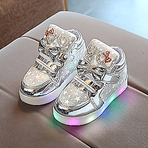 Boy Shoes Size 6 Toddler Baby Fashion Star Luminous Child Casual Colorful Light Shoes (Sliver, 30)