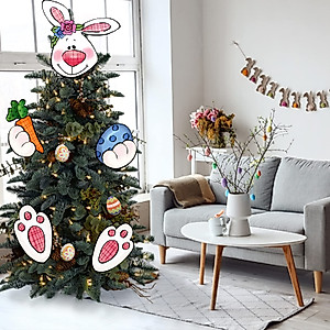 Auirre Easter Bunny Christmas Tree Topper, Rabbit Egg Carrot Decorative Tree Ornaments Decor, Holiday Indoor Home Decorations Party Supplies