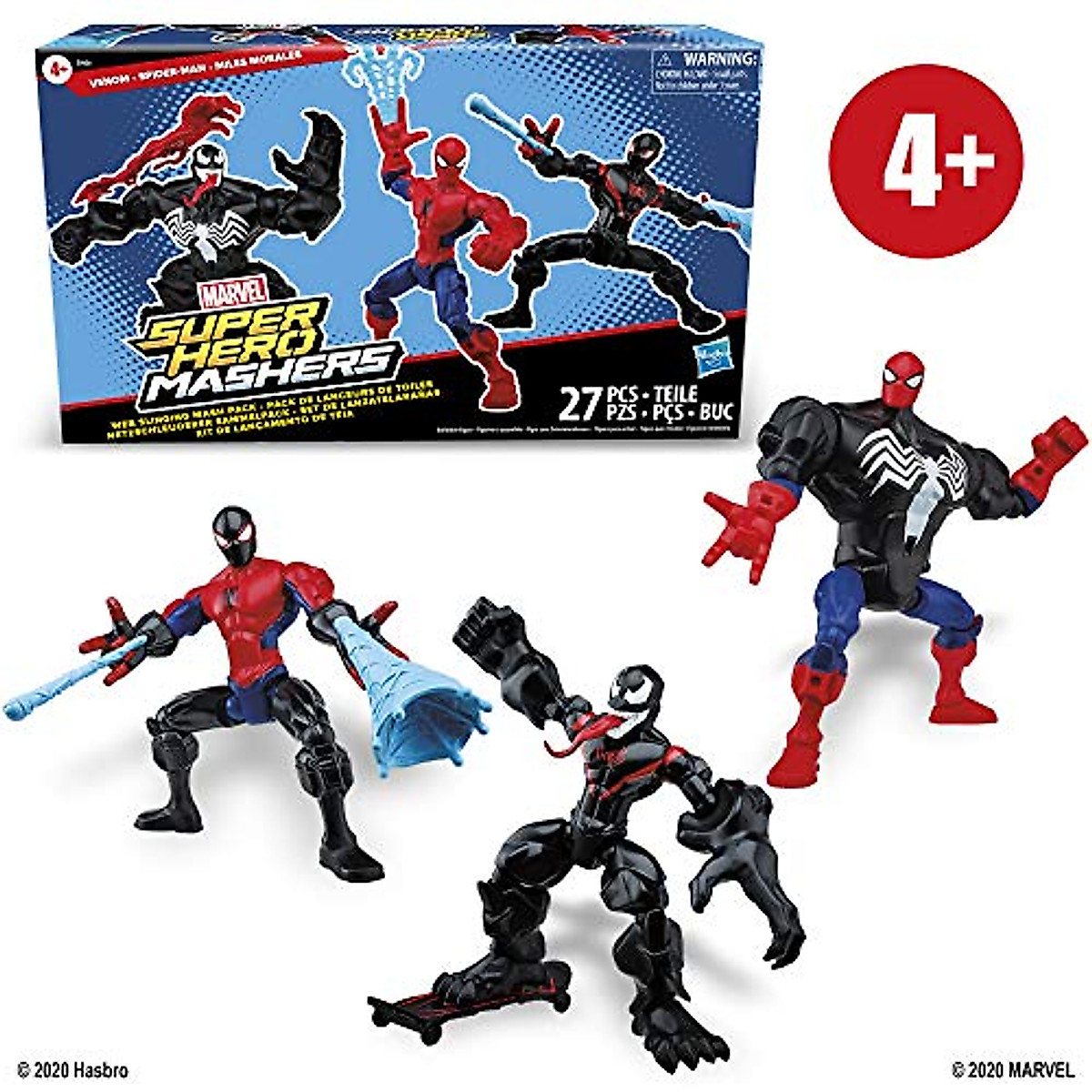 Hasbro Marvel Super Hero Mashers Web-Slinging Mash Collection Pack with Spiderman, Venom and Miles Morales (Amazon Exclusive)