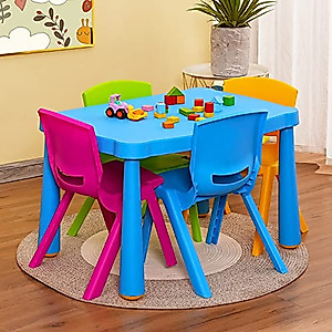 Domi Kids Table and Chair Set, 5 Pieces Enlarged Plastic Toddler Desk and Chairs for Arts & Crafts, Snack Time, Reading, Home, Kindergarten, Preschool, Daycare, Playroom Boys Girls Children's Day Gift