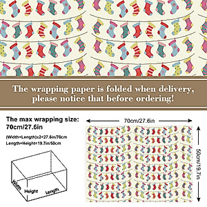 AnyDesign 12 Sheet Christmas Wrapping Paper Pink Blue Xmas Tree Snowflake Candy Cane Gift Wrap Paper Bulk Winter Decorative Art Paper for Birthday Baby Shower, Folded Flat, 19.7 x 27.6 Inch