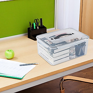 Jandson 4-Pack 14.5 L Plastic Seal Lid Food Storage Container, Clear Airtught Storage Box Bins with Handles