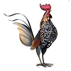 Too-arts Metal Sculpture Carved Iron Rooster Home Furnishing Artwork Craft Gifts
