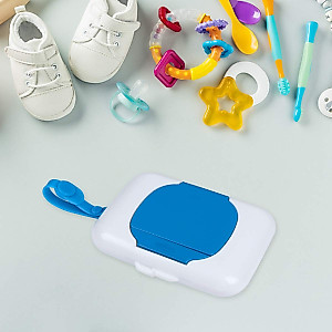 Box Portable Refillable Baby Wipes Dispenser Holder Wipes Carrying Case for Travel Home Office (Blue)