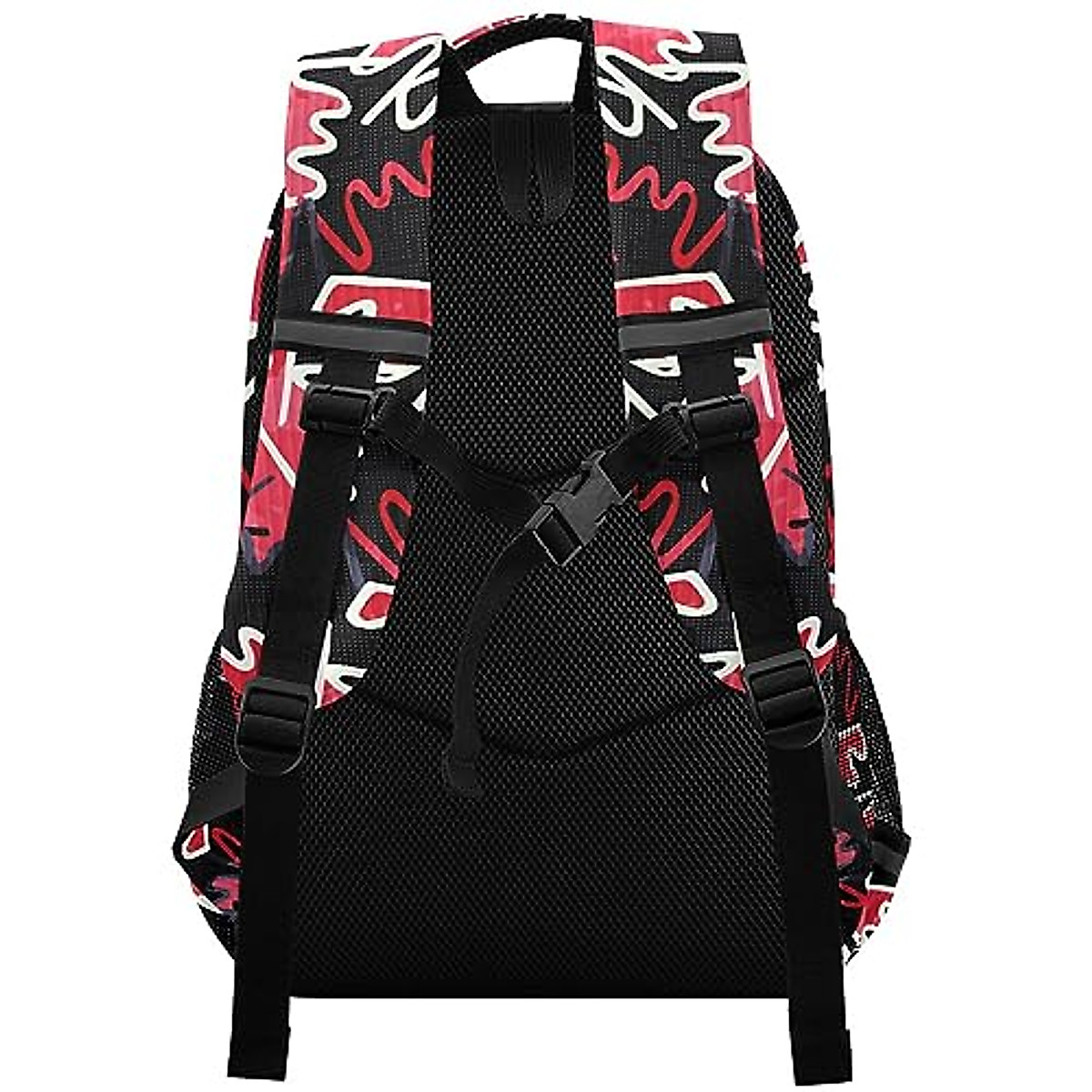 Sletend Kids Backpack Lightweight Bookbag in Prints for School Red Black Print Large Capacity School Boys Girls Backpack for Kids, Water-Resistant Bookbags Student School Bag
