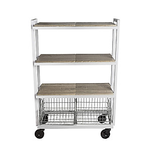Atlantic Modular Mobile Storage Cart System, with Interchangeable Shelves & Baskets, Powder-Coated All-Steel Frame, 4-Tier, Caster Wheels for Mobility, PN 23350331, in White