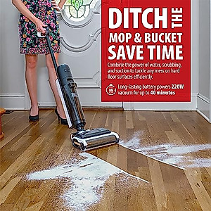 Deco Home 220W Wet/Dry All-in-One Vacuum and Hard Floor Cleaner, Cordless Battery with Self-Cleaning Charging Dock, 3 Smart Programs, Digital Display