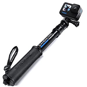 SANDMARC Pole - Compact Edition: 10-25" Waterproof Pole (Selfie Stick) for GoPro Hero 11, 10, 9, 8, Max, 7, 6, 5, 4, Session, 3+, 3, 2, HD & Osmo Action