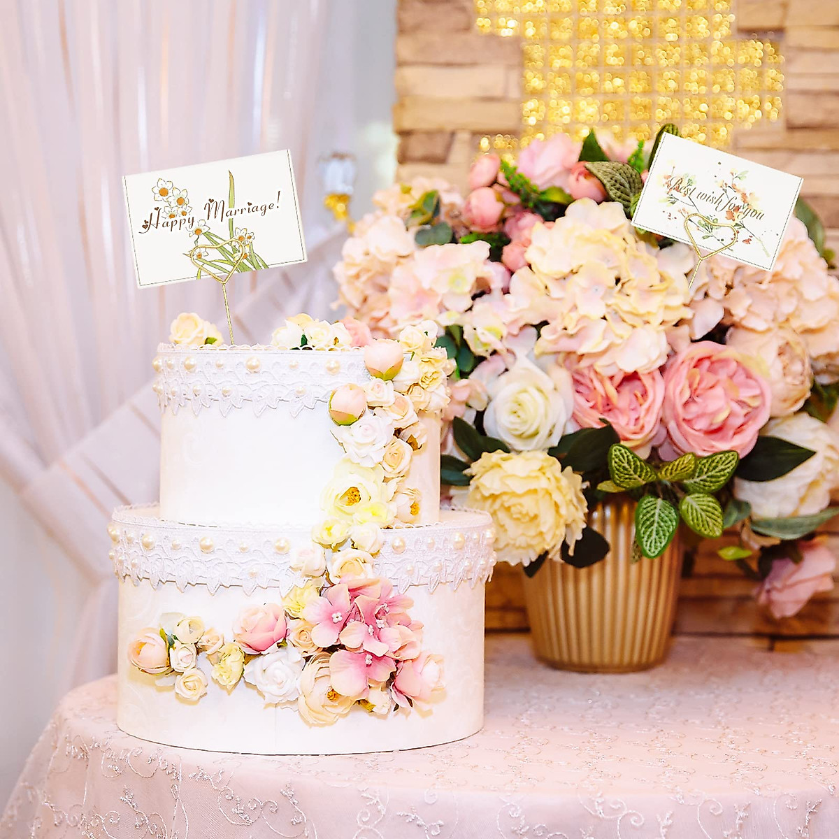 200 Pcs Metal Floral Place Card Holder Picks 13.4 Inch Photo Picture Clip Holder Gold Gift Card Holders for Flower Arrangements Wedding Birthday Baby Shower Party Favor (Heart Style)