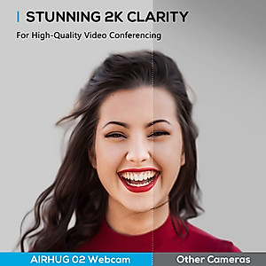 AIRHUG Webcam - Video Conferencing Streaming Recording - Plug & Play USB Web cam with Privacy Cover (2K Webcam No Mic)