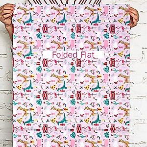 MAYPLUSS Christmas Wrapping Paper Large Sheet - Folded Flat - 6 Different Pink Design (45.2 sq. ft.ttl.) - 27.5 inch X 39.4 inch Per Sheet