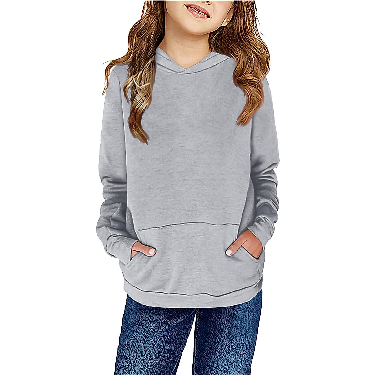 Haloumoning Kids Girls Fleece Pullover Hoodies Cute Leopard Printed Hooded Sweatshirts with Pockets 4-15 Years