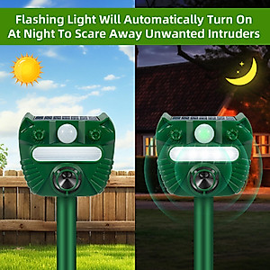 2024 Upgraded Ultrasonic Animal Repeller Cat Repellent Outdoor Deer Repellent Devices Solar Animal Repeller with Motion Sensor to Scare Away Dog Squirrel Rabbit Raccoon Coyote Skunk Repellent for Yard