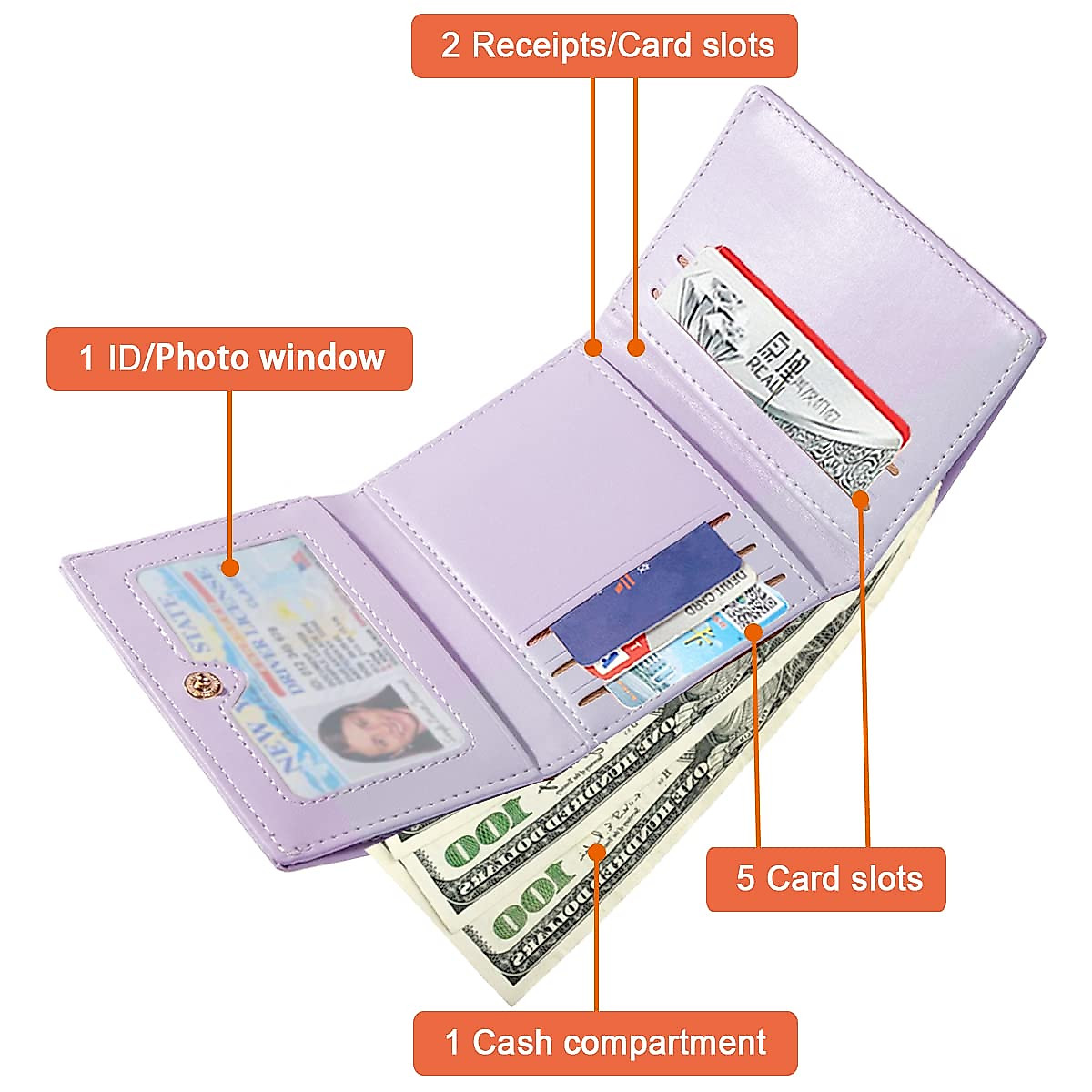 Sunwel Fashion Girls Cute 3D Popsicle Ice Cream Tri-folded Wallet Small Wallet Cash Pocket Card Holder ID Window Purse for Women Girls