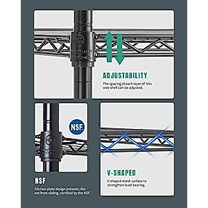 18x48x72 Inch Commercial Wire Shelving Unit with Wheels 6 Tier Heavy Duty Layer Rack Storage Metal Shelf Garage Organizer Wire Rack Shelving Adjustable Utility 2100 LBS Capacity with Casters,Black