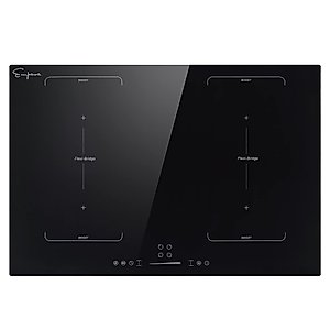 Empava 30-Inch Electric Induction Cooktop 6 Booster Burners Stove Top 7200W Including 2 Flexi-Bridge Zone in Black Vitro Ceramic Glass, 30 Inch