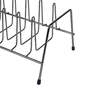 Kitchen Details 8 Section Lid and Plate Organizer | Free Standing | Pot, Pan & Cutting Board Holder | Cabinet Pantry and Countertop Organization | Onyx