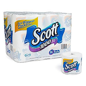 Scott 1000 Sheets Per Roll Toilet Paper,36 Rolls Bath Tissue