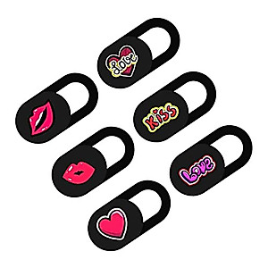 SOLUSTRE 6pcs Phone Smartphone Heart Webcam Protector Thin Computer Plastic Camera Lips Privacy for Security Cell Tablet Cover Pattern Cartoon Lip Lovely Love Slide Safe Adhesive Blocker