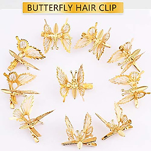 12 Pieces 3D Hair Clips Gold Metal Moving Butterfly Barrettes Clamps Pins Cute Hair Styling Accessories for Women and Girls