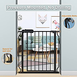 Fairy Baby Extra Wide Baby Gate Black 57.5-62 Inch Wide, Walk Through Pressure Mounted No Drill, Long and Large Tension Dog Gates for Pet and Kids