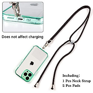 Transparent Patch Phone Neck Strap Compatible with Most Smart phones, for iPhone Lanyard Adjustable Mobile Phone Strap Black