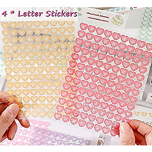 toovro 52 PCS Photo Card Holders for Kpop DIY Suit Penny Sleeves 10 Card Protectors Hard Plastic Holographic Sleeves with Chains 22 Korean Stickers Ribbon Heart Letter Charm Rose Devil Horn Stickers