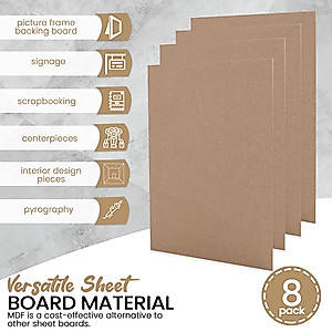 (8-Pack) CalPalmy 8” x 10” MDF Boards - 2mm Thick Boards for Carpentry, Interior Design, Hobby Crafts, and More - with Smooth, Unfinished Sides and Sanded Edges