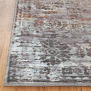 SUPERIOR Diamond Medallion Washable Rug, Cotton Backing, Pet & Kid Friendly, Easy Care, Non-Slip Rugs for Dining, Living Room, Kitchen, Bedroom, Low Pile Area Rug, Macaw Collection, 6' x 9', Cream