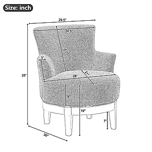TARTOP 360 Degree Swivel Wingback Accent Chair Elegant Upholstered Seating Durable Rubberwood Legs for Any Space, Beige