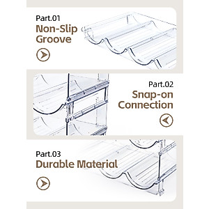 TIDY SAVANT Water Bottle Organizer - 4 Pack Clear Stackable Bottle Storage Rack and Wine Rack for Stanley Yeti Bottle and Other Tumbler Organizer for Kitchen Cabinets, 4 Tier Hold 16