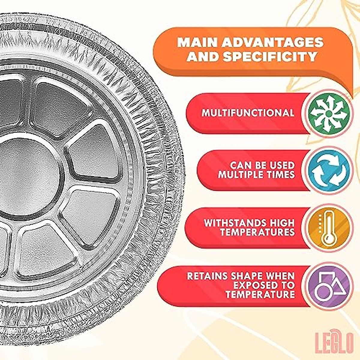 LEGLO 6&#039;&#039; Round Tin Foil Cake Pans - Round Cake Pan Baking Container Pack of 50 Foil Pan Aluminum Foil Pans Microwave Cooking Pan Heavy Duty Cooking Pans- Round Baking Pan Storage Aluminum Pie Pans