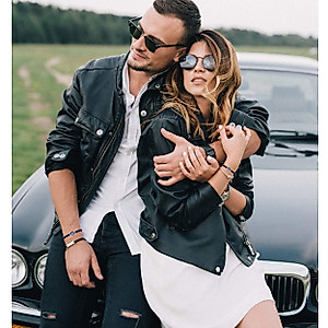 Jewanfix Evil Eye String Bracelets Handmade Black String Evil Eye Bracelet for Women Men Teen Girls Boys 2pcs