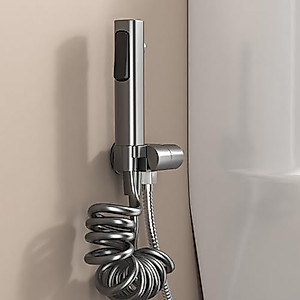 Bidet Sprayer for Toilet, Handheld Sprayer Kit Brass Cloth Diaper Sprayer Set Wall-Mounted Bidet Sprayer High Pressure Handheld Bidet Sprayer for Toilet Double Control Switch (Chrome)