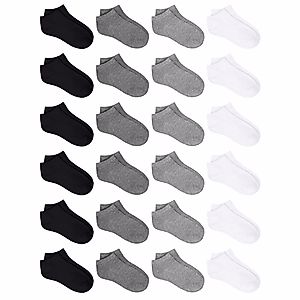 URATOT 24 Pairs Kids' Low Cut Socks Boys' or Girls' Half Cushion Socks Athletic Ankle Socks