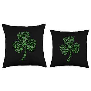 Funny Shamrock dog paws St Patricks Day Shamrock Dog Paw St Patricks Day,Cute Cat Saint Pattys Throw Pillow, 16x16, Multicolor