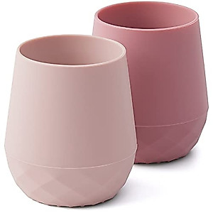 SAMiGO Silicone Baby Cups for 6-12 Months Infants - Tiny Open Cups - Training Cups for Baby Led Weaning - Set of 2 Drinking Cups