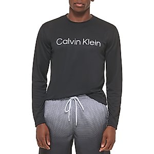 Calvin Klein Men's Standard Light Weight Quick Dry Long Sleeve 40+ UPF Protection, Black, Small