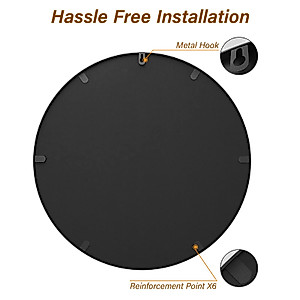 USHOWER 2-Pack Black Round Circle Bathroom Mirrors 24-inch for Wall Decor with Metal Frame, Bathroom Vanity Mirror, Entryway Mirror